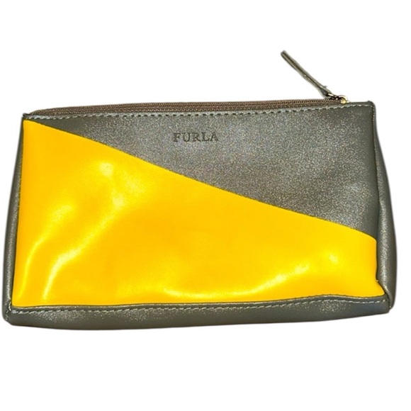 Furla | Bags | Furla Yellow And Gray Cosmetic Bag With Modern Design ...